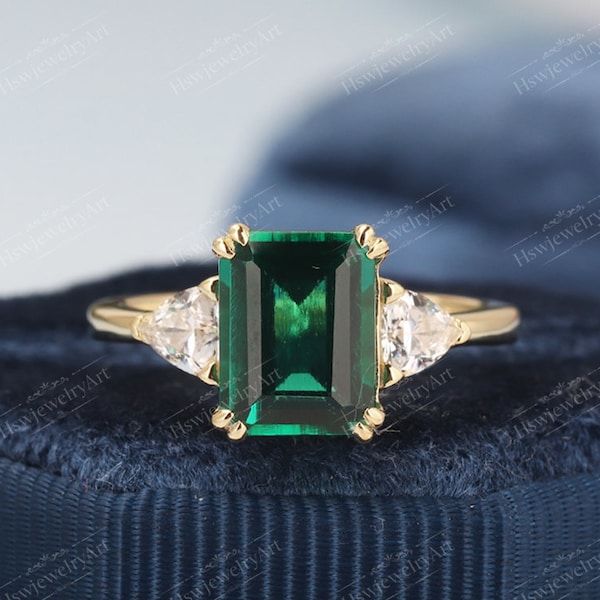 Lab Created Emerald Ring - Etsy