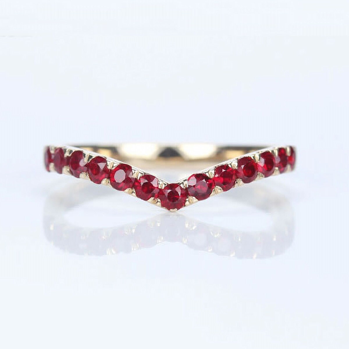 Alternative Wedding Ring Ruby 14k Rose Gold Band Nesting | Etsy