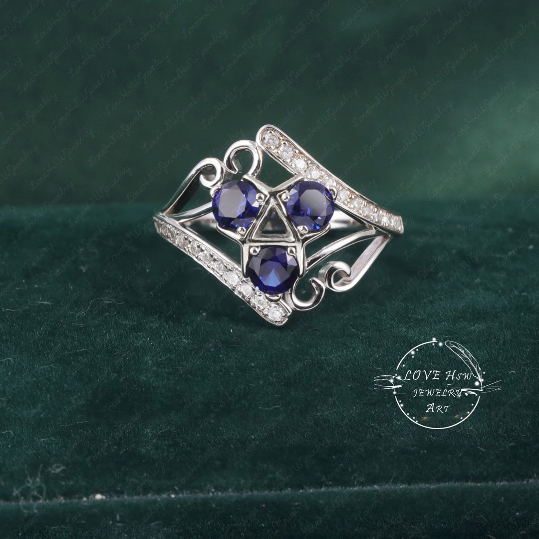 Three Stone Zora's Sapphire Legend of Zelda Engagement - Etsy