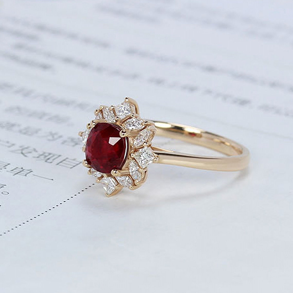 Vintage 1.02ct Cushion Cut Ruby Wedding Ring / 14k Solid Rose Gold Ring ...