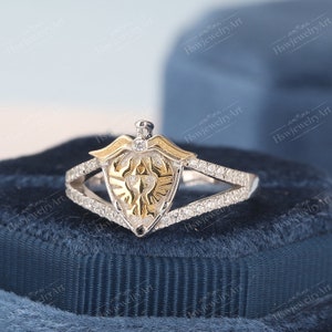 Legend of Zelda Master Sword Hylian Shield Custom Ring Game Cosplay ...