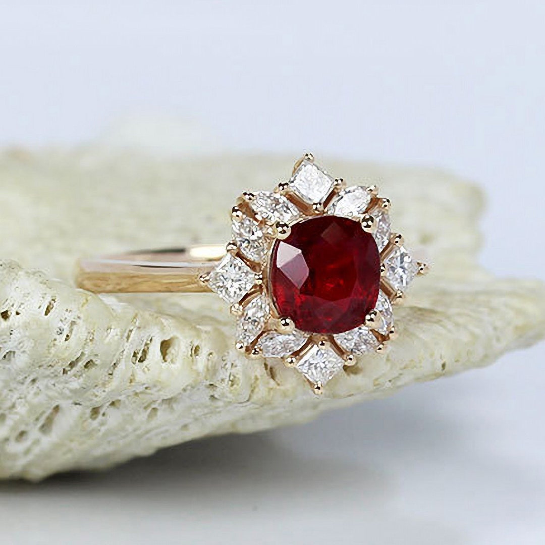 Vintage 1.02ct Cushion Cut Ruby Wedding Ring / 14k Solid Rose Gold Ring ...