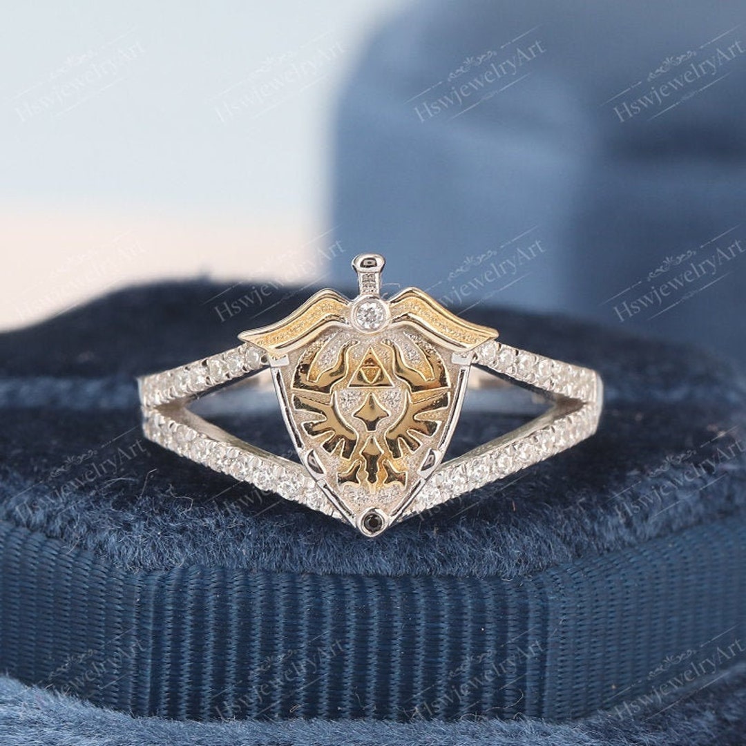 Legend of Zelda Master Sword Hylian Shield Custom Ring Game - Etsy