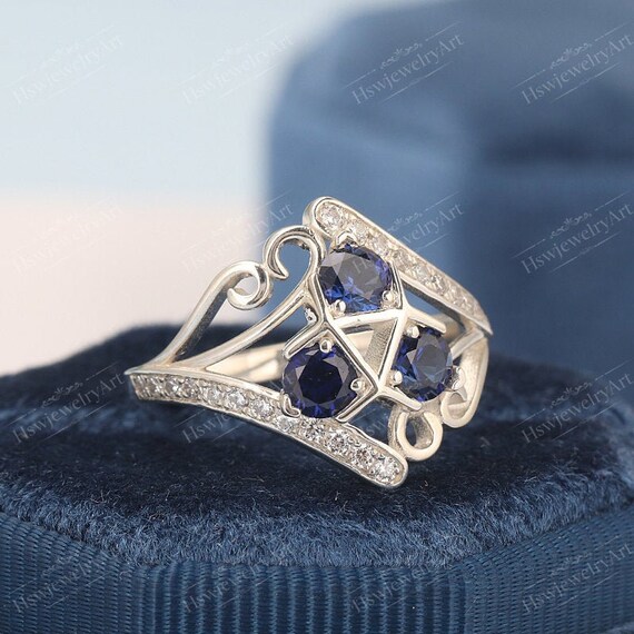 Three Stone Zora's Sapphire Legend of Zelda Engagement | Etsy