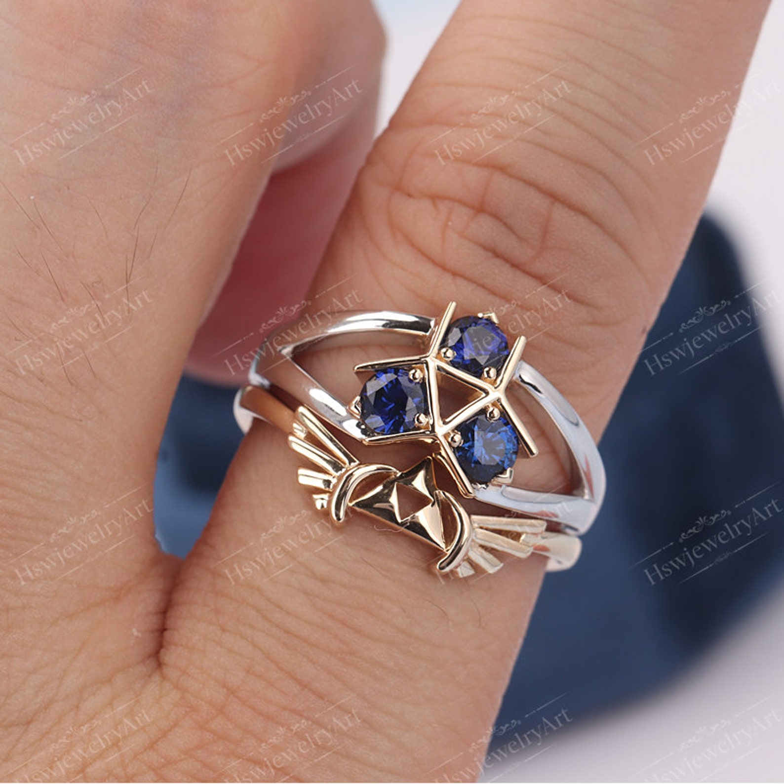 2PCS Zora's Sapphire Spiritual Stone Custom Ring 925 - Etsy