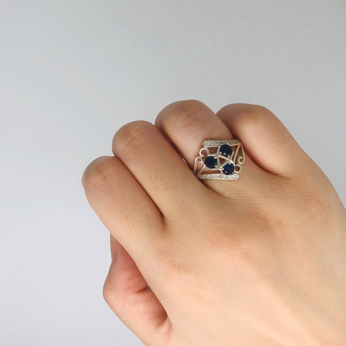 Three Stone Zora's Sapphire Legend of Zelda Engagement | Etsy