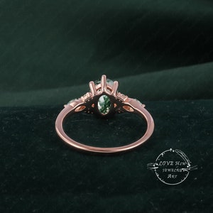 Vintage Oval Moss Agate Engagement Ring Bridal Ring Women Rose Gold ...