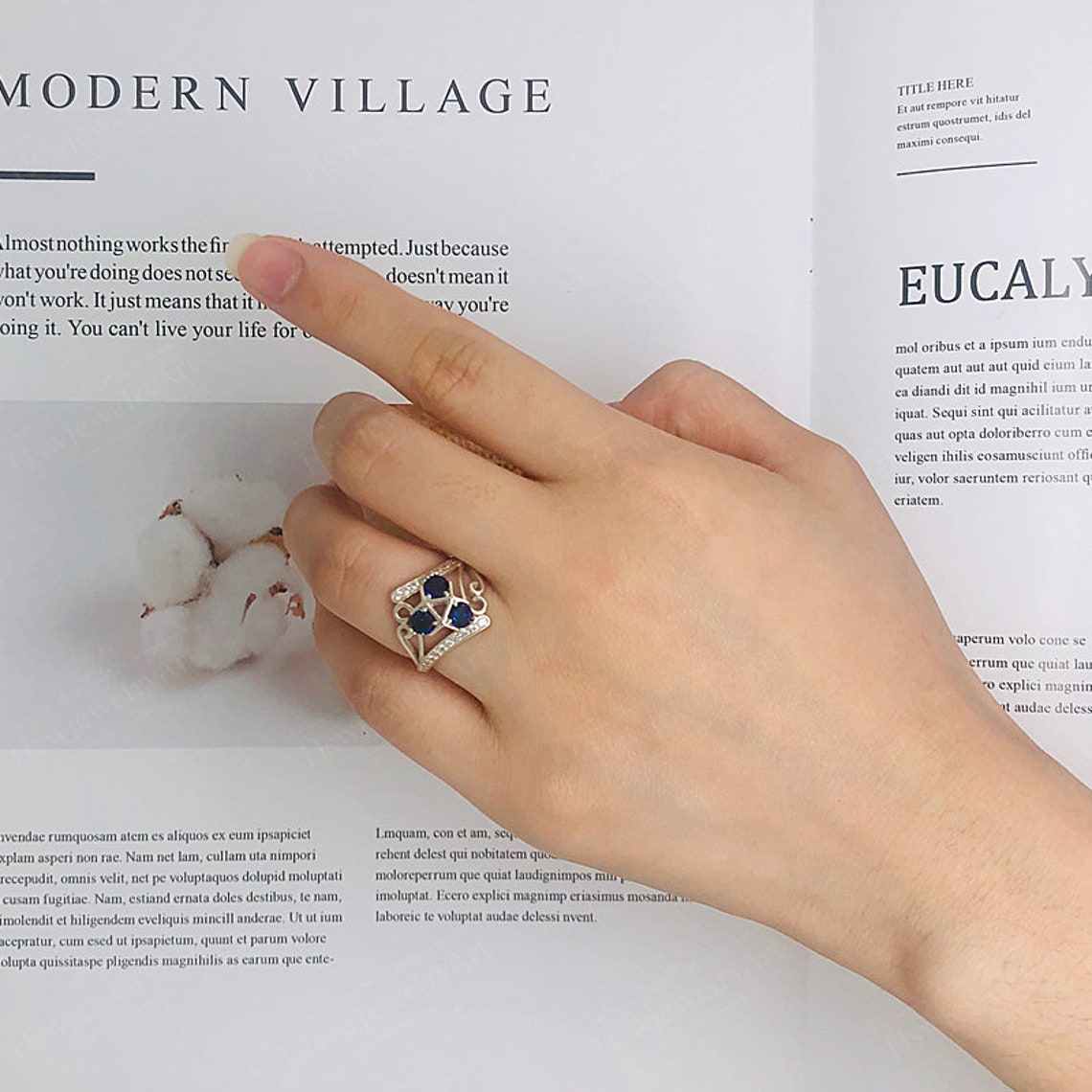 Three Stone Zora's Sapphire Legend of Zelda Engagement | Etsy