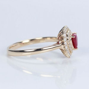 Double Halo Ruby Engagement Ring Diamond Rose Gold Ring Halo Ring ...