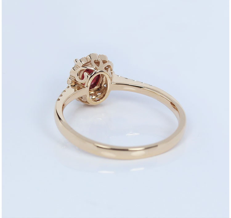 Halo Ruby Engagement Ring Oval Cut Natural Ruby Wedding Ring | Etsy