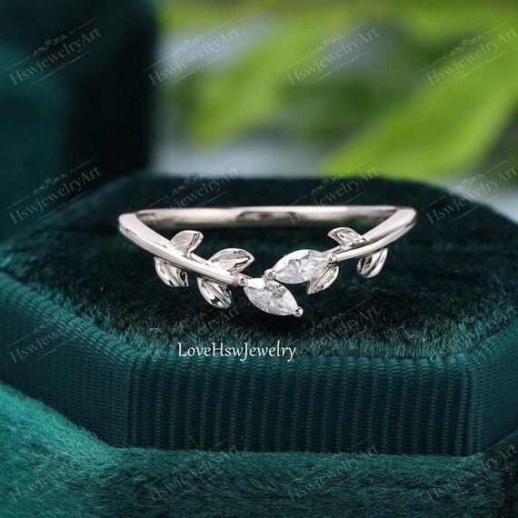 Unique White Gold Wedding Band Matching Wedding Band Delicate - Etsy
