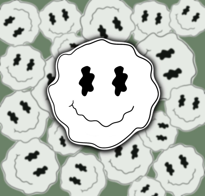 Squiggly Smiley Face Sticker Small Trendy Sticker Laptop - Etsy