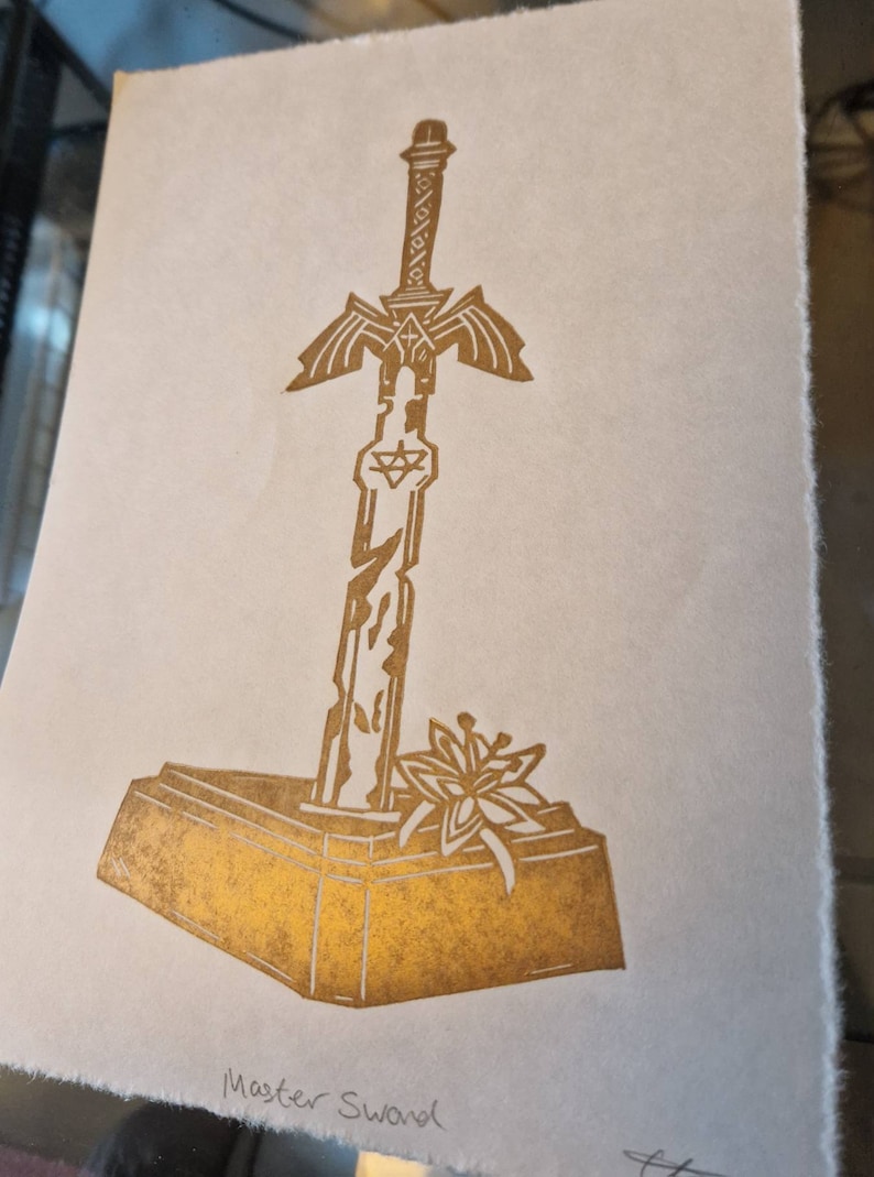 Zelda Inspired Lino Print Master Sword - Etsy
