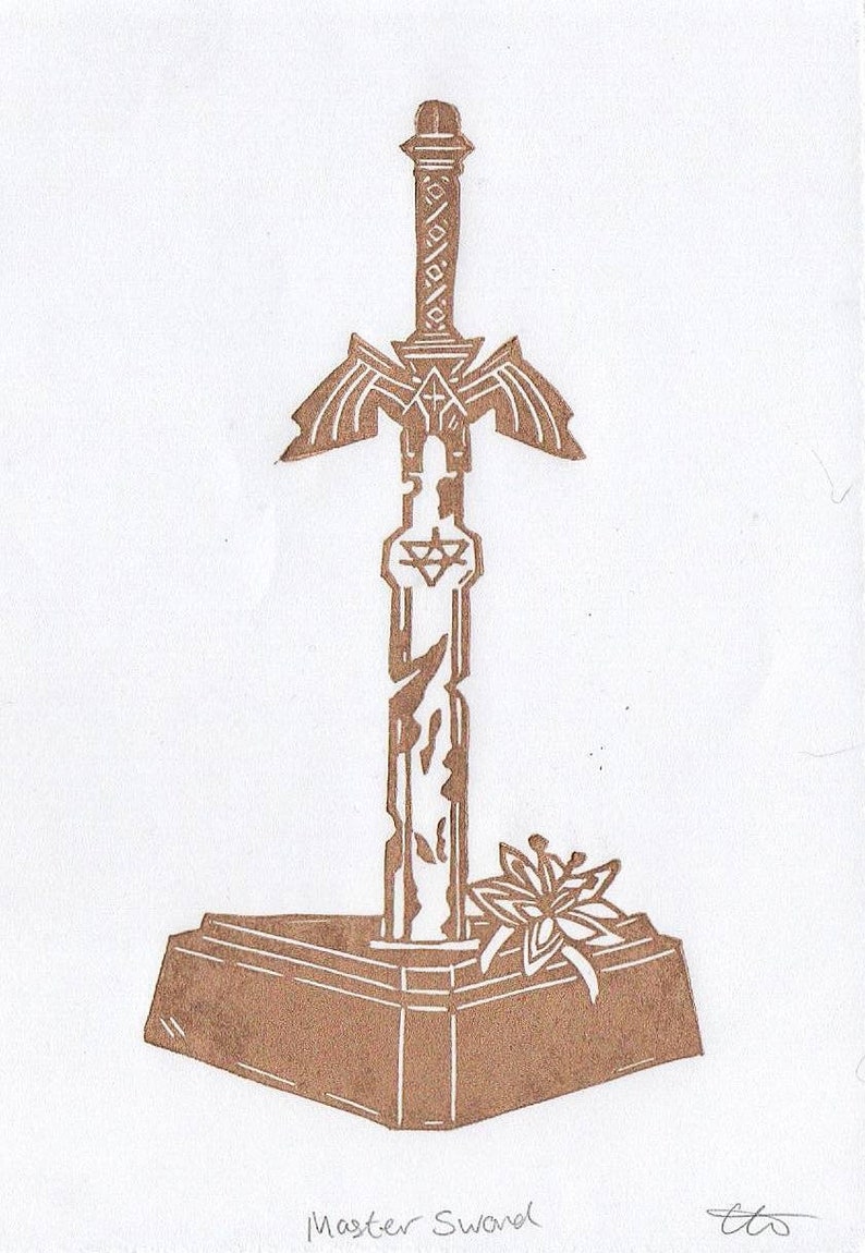 Zelda Inspired Lino Print Master Sword - Etsy