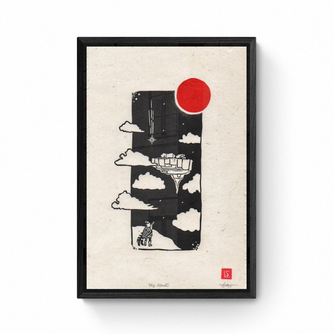 Zelda Totk Inspired Lino Print Sky Islands - Etsy