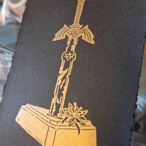 Zelda Inspired Lino Print Master Sword - Etsy