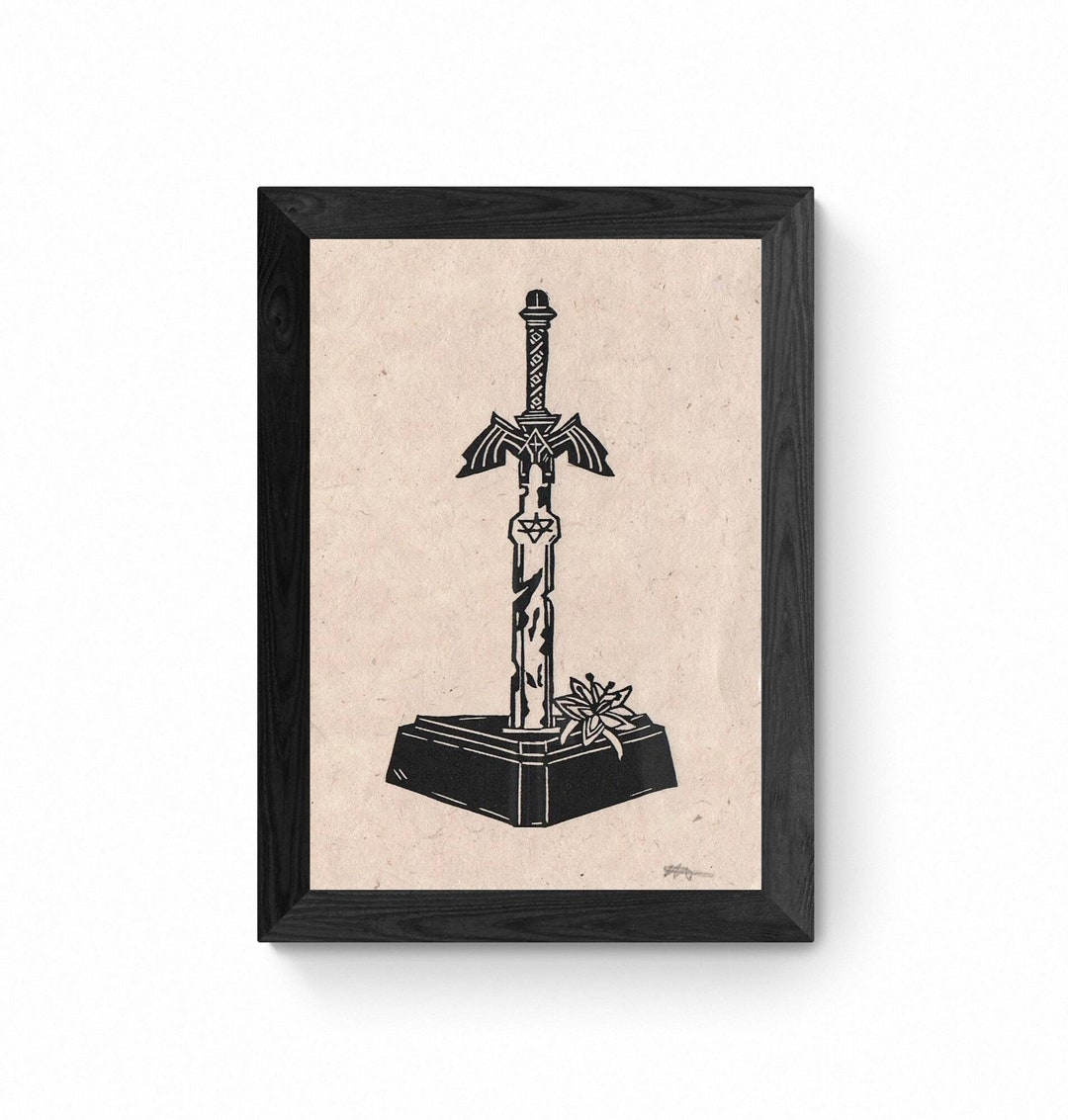 Zelda Inspired Lino Print Master Sword - Etsy
