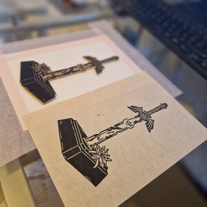 Zelda Inspired Lino Print Master Sword - Etsy