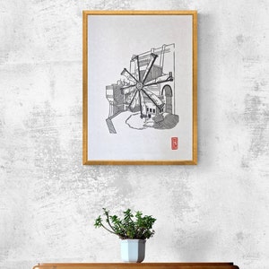 Ico Inspired A3 Lino Print: Windmill - Etsy