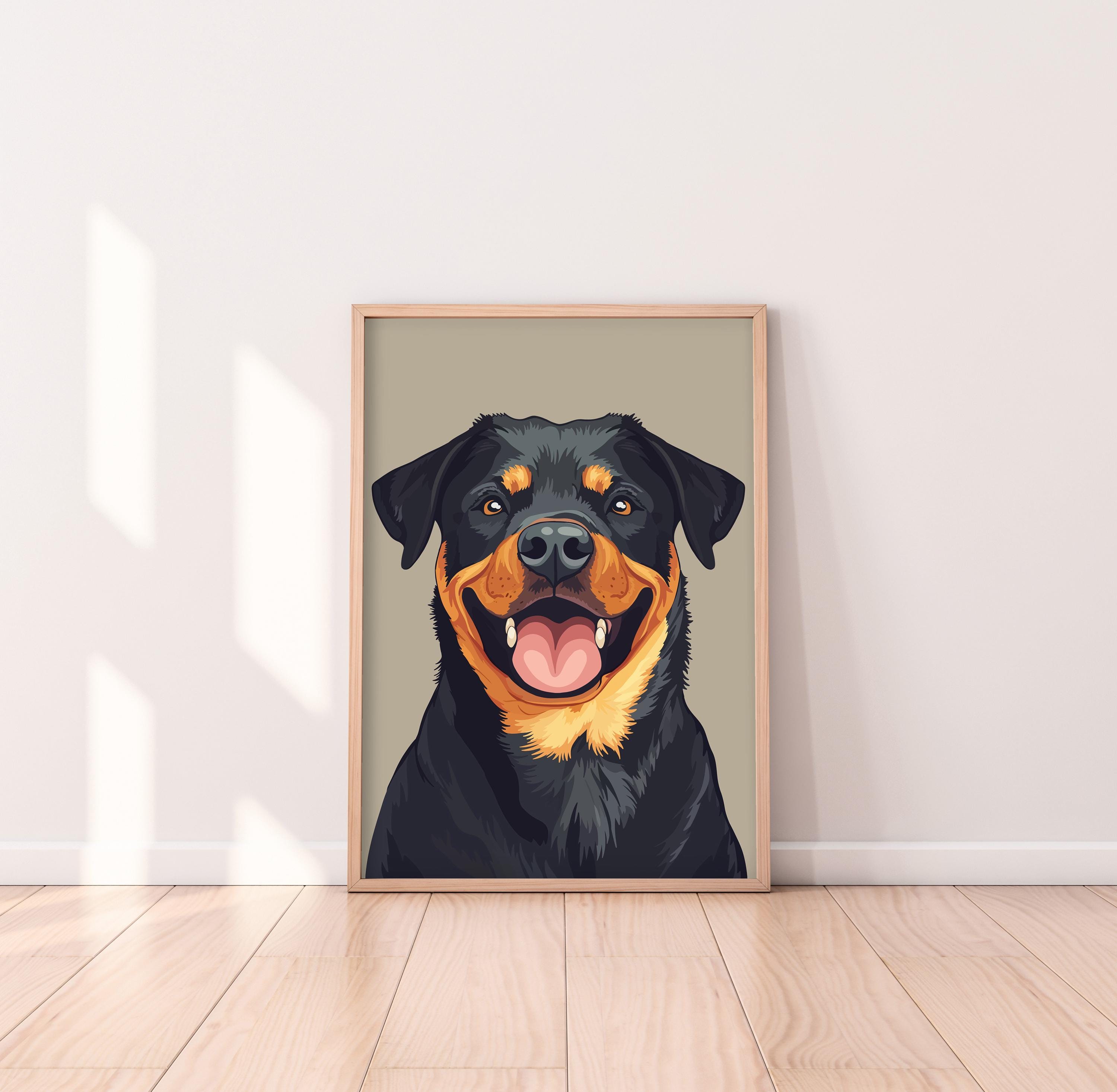 Rottweiler Dog Print | A4 A3 House Pet Wall Art Poster. Animal Lover ...