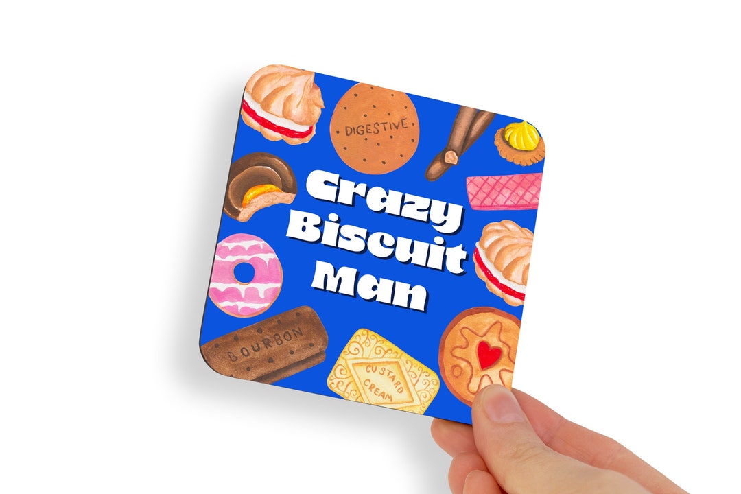 Crazy Biscuit Man British Biscuit Coaster. UK English Tea Gift. Bright ...