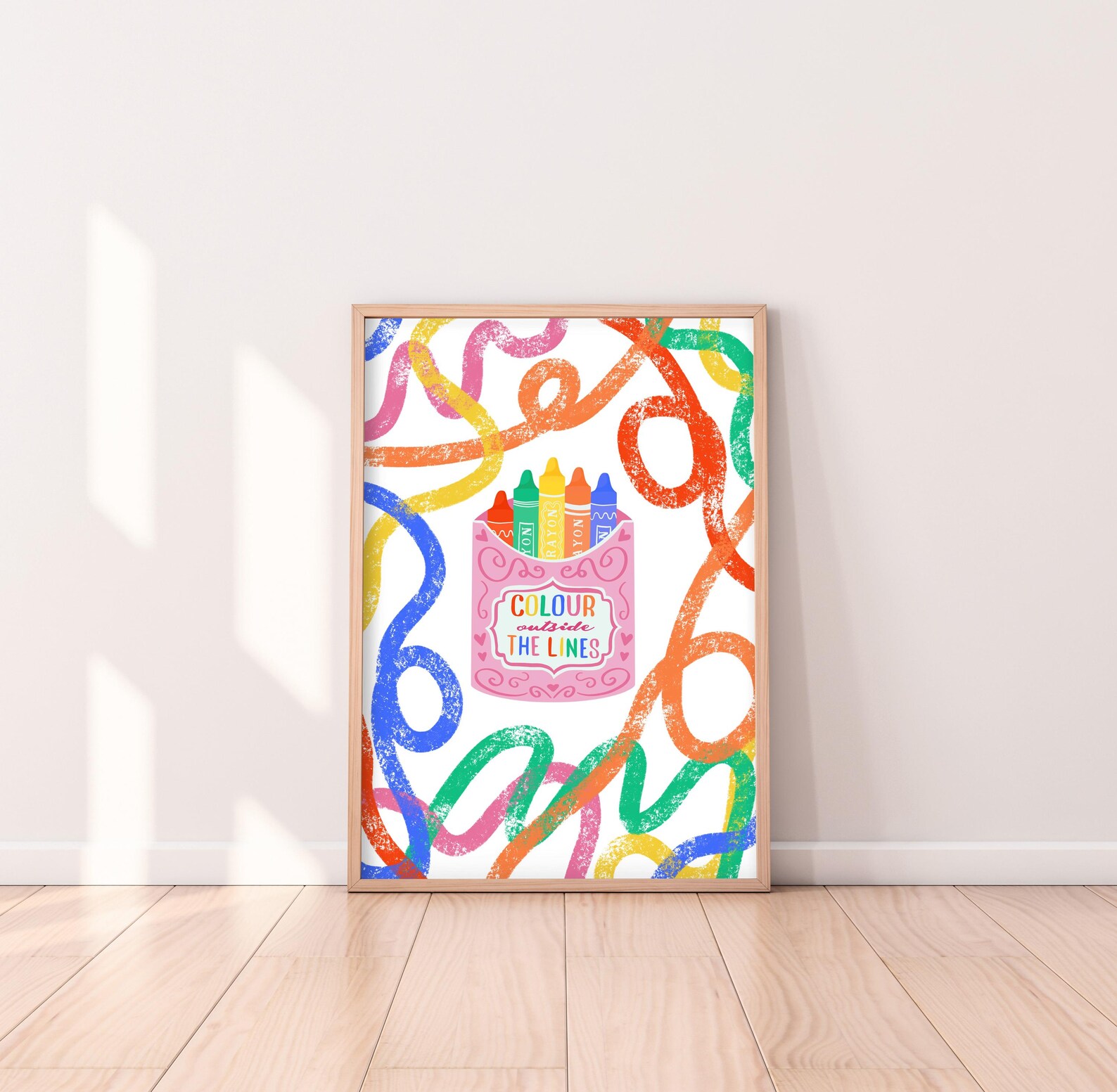 Hand Drawn Crayon Colour Outside the Lines Motivational Children's Wall ...