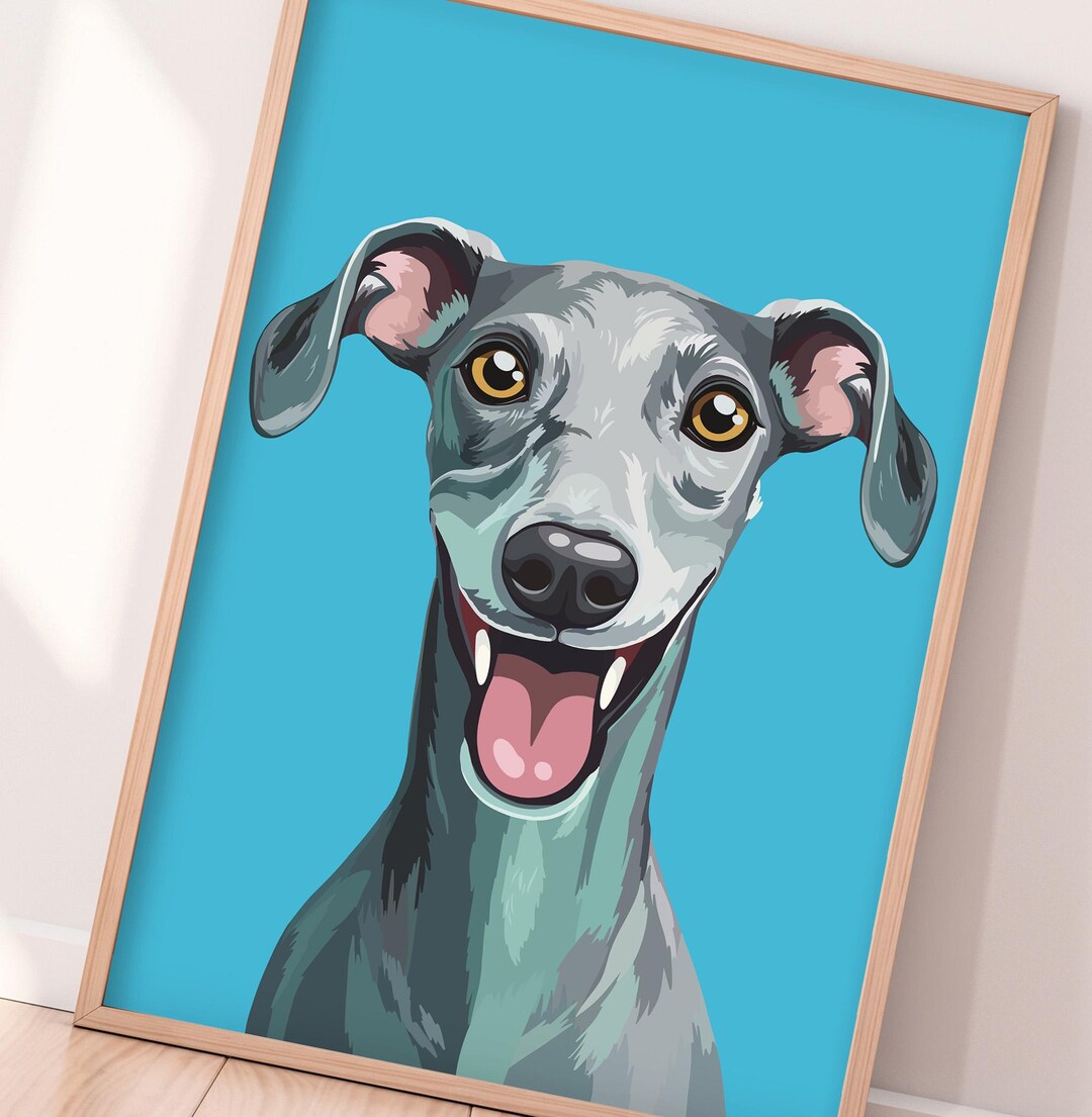 Greyhound Grey Dog Print | A4 A3 House Pet Wall Art Poster. Animal ...