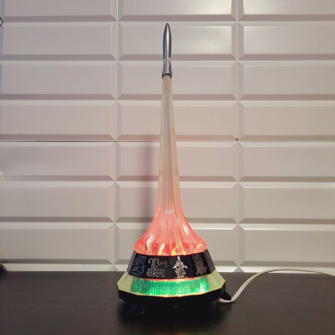 Vintage 80s Soviet Union Gagarin Era Night Lamp Space Rocket. Socialist ...