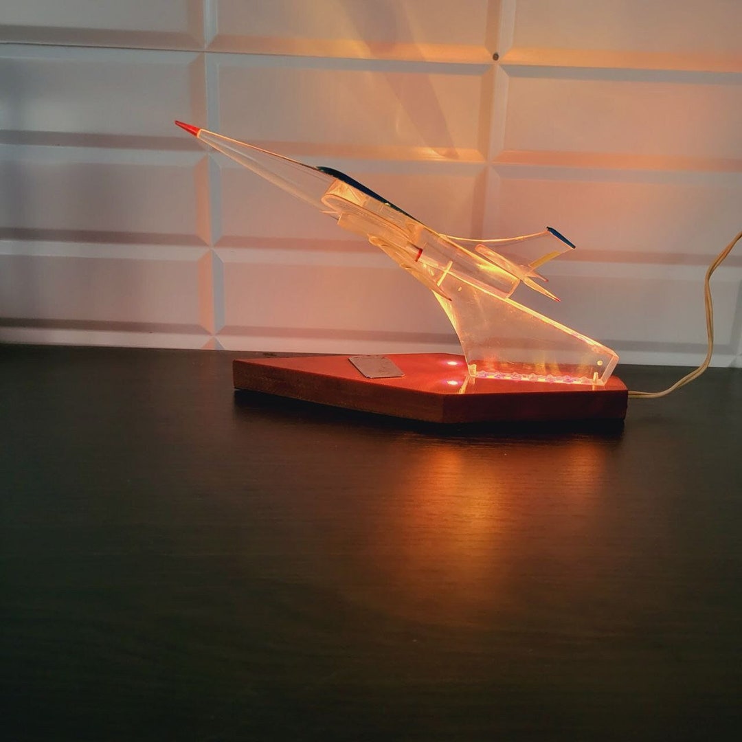 Vintage Night Light Table Lamp Aircraft Model Combat Aircraft Rocket ...