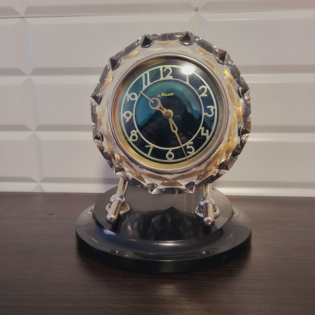 Table Mantel Clock Lighthouse Glass Clock Vintage USSR Clock Mechanical ...