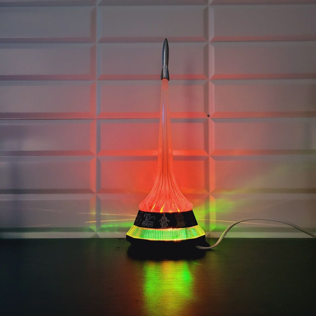 Vintage 80s Soviet Union Gagarin Era Night Lamp Space Rocket. Socialist ...