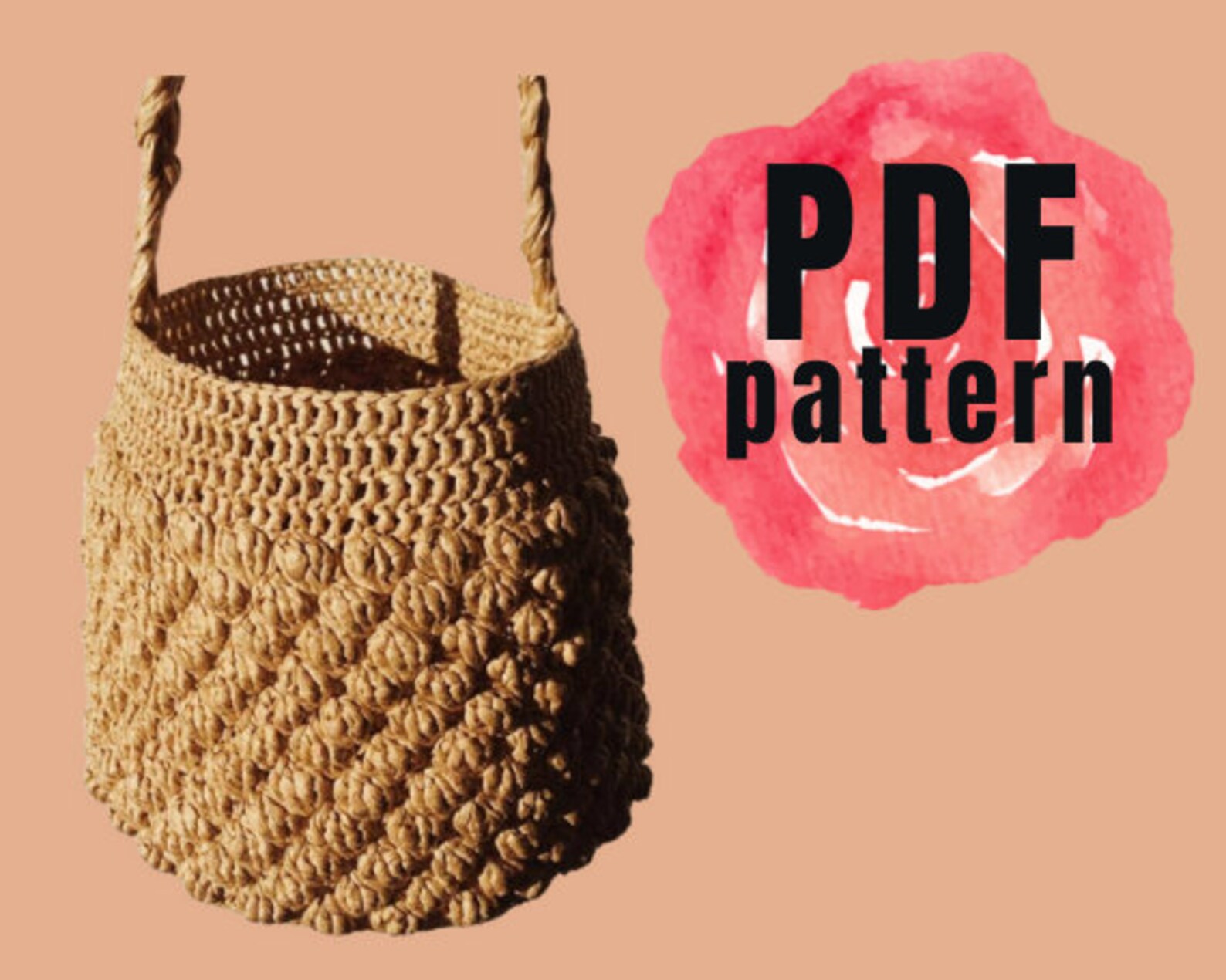 PDF PATTERN Crochet Raffia Bag Straw Basket French Bag Bucket - Etsy