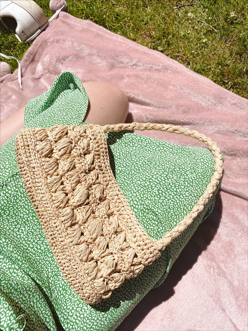 ISABELLE Parisian Crochet Raffia Basket Bag Straw Bucket - Etsy