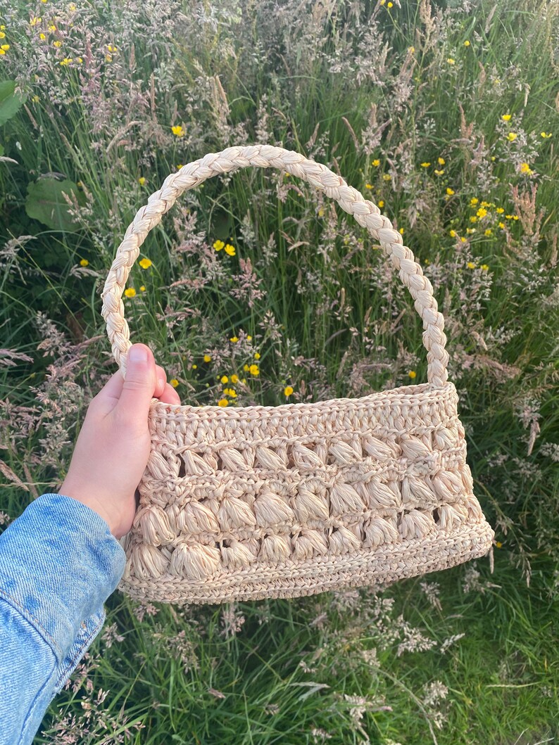 ISABELLE Parisian Crochet Raffia Basket Bag Straw Bucket - Etsy