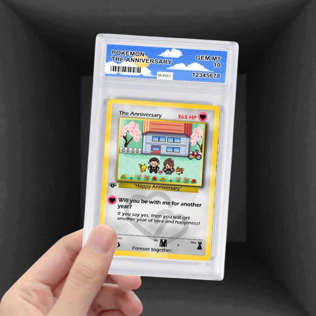 Custom Pokemon Card in Slab Anniversary Trading Proposal Invitation ...