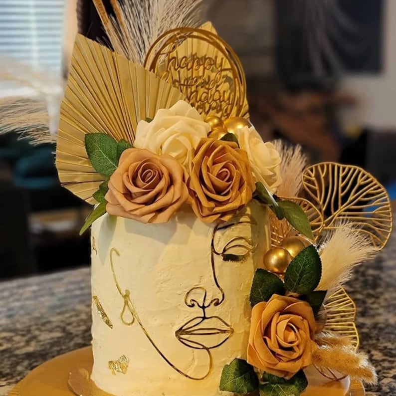 Line Art Face Cake Topper Charm, Perfect for Cake Decoration, Cake ...