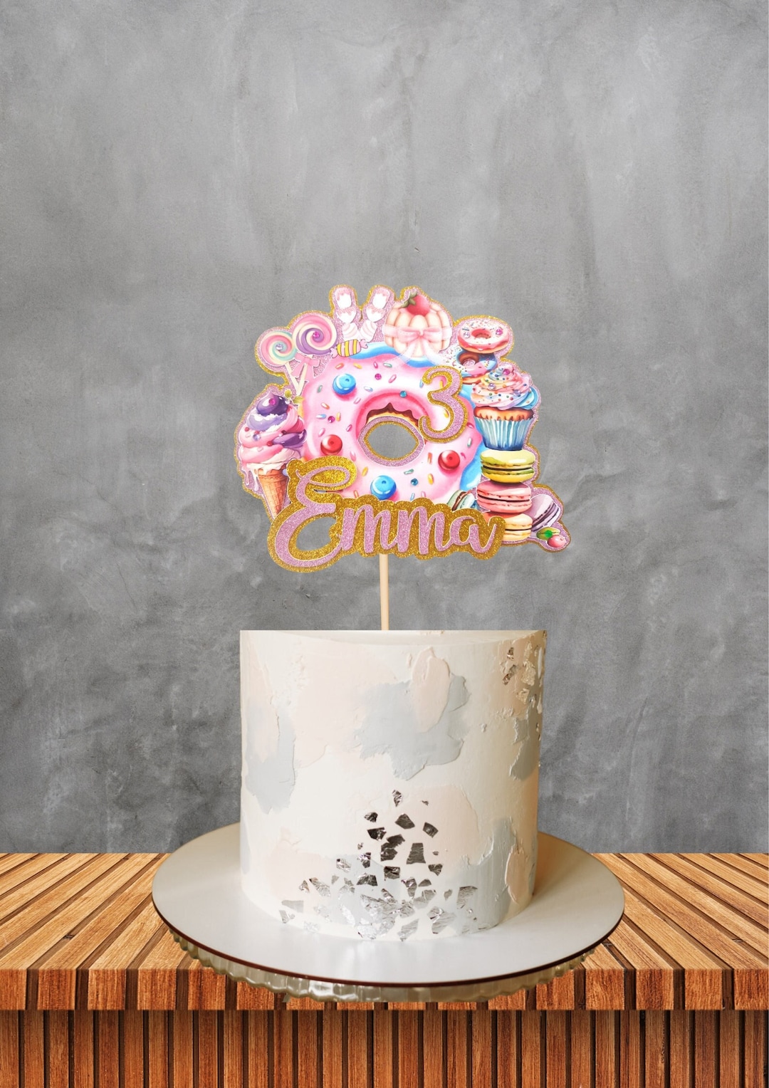 Sweet Birthday Cake Topper: Personalized Glitter Donut Party Decor ...
