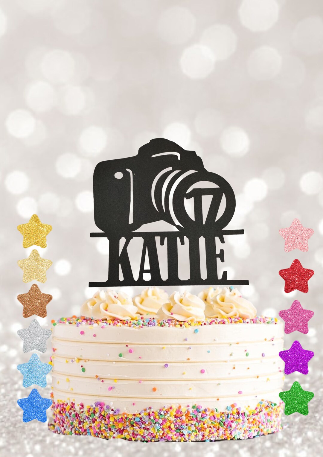Camera Cake Topper, Personalised Cake Topper, Any Name and Age Cake ...