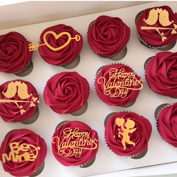 Valentines Love Cupcake Toppers Love Cake Topper Glitter | Etsy