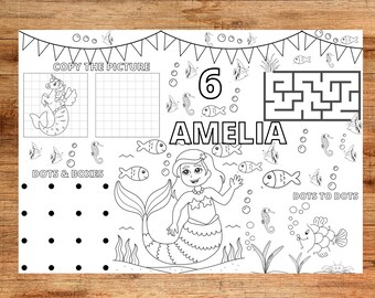 Mermaid Party Activity Sheet - Etsy