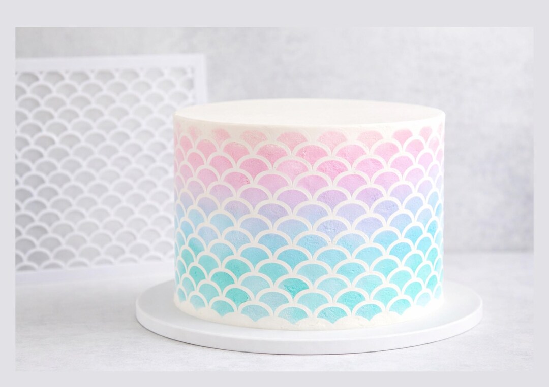 Mermaid Cake Stencil Pudding Pattern Decoration Cookies Reusable Bakery ...