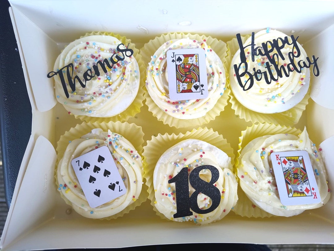 Custom Poker Cupcake Toppers Personalized Playing Card Party Decor ...