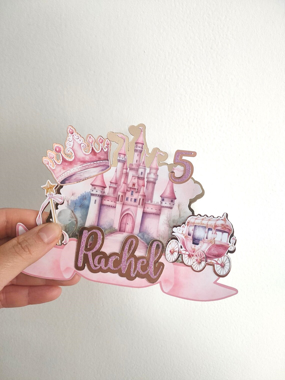 Personalized Princess Castle Cake Topper: Glitter Birthday Party ...