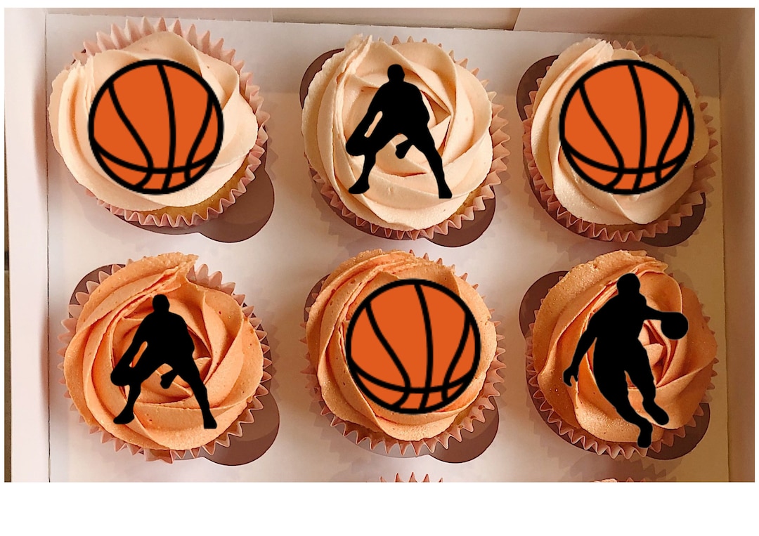 Basketball Cupcake Toppers Birthday Cake Decoration Basketball Party ...