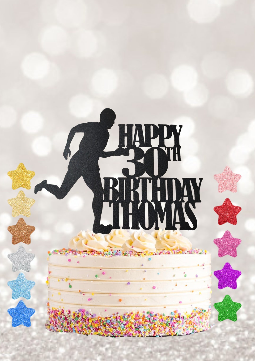 Male Running Cake Topper, Personalised With Any Name an Age Cake Topper ...
