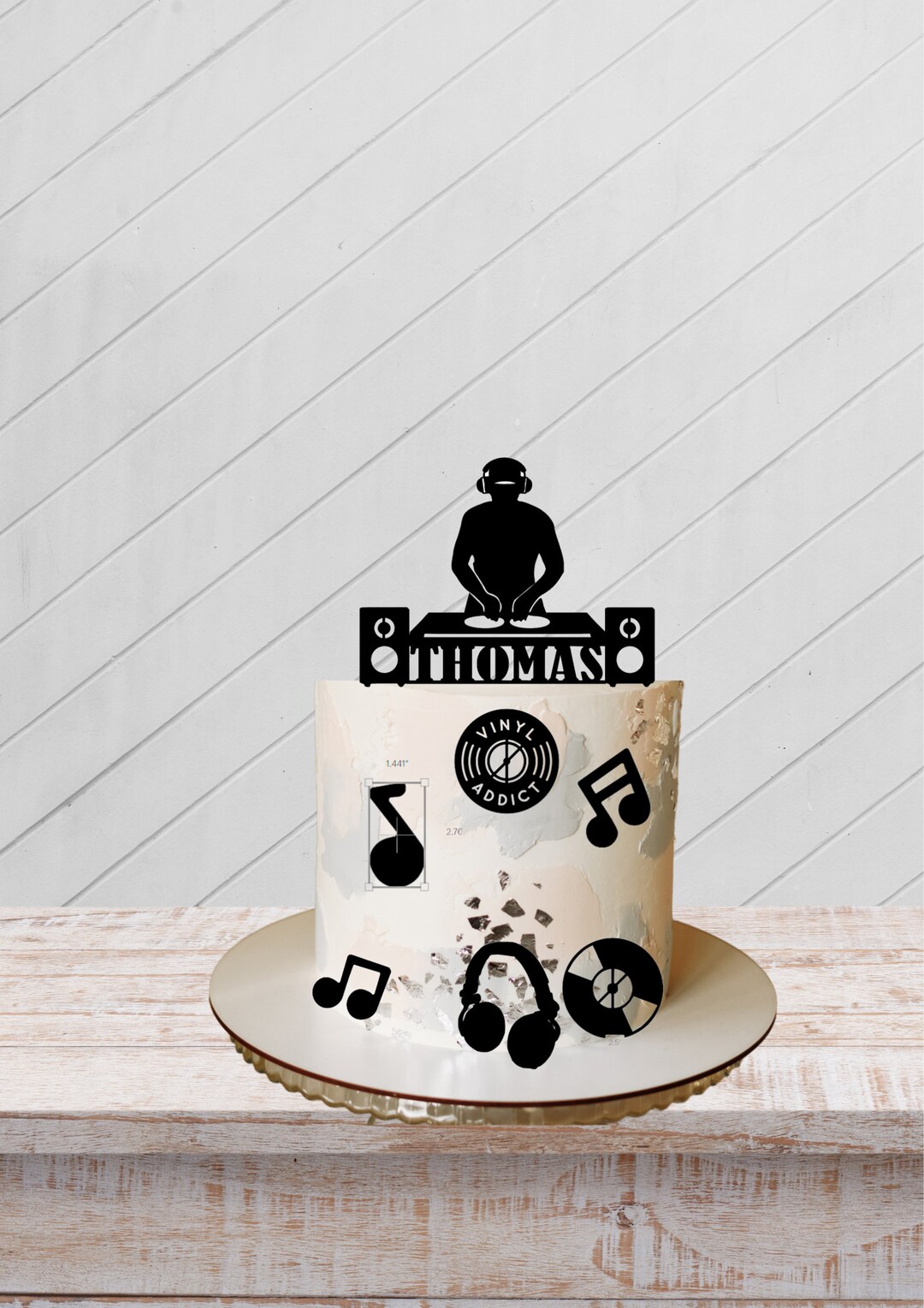 Custom DJ Bundle Cake Topper, Music Disc, Musician Night Club Disco ...