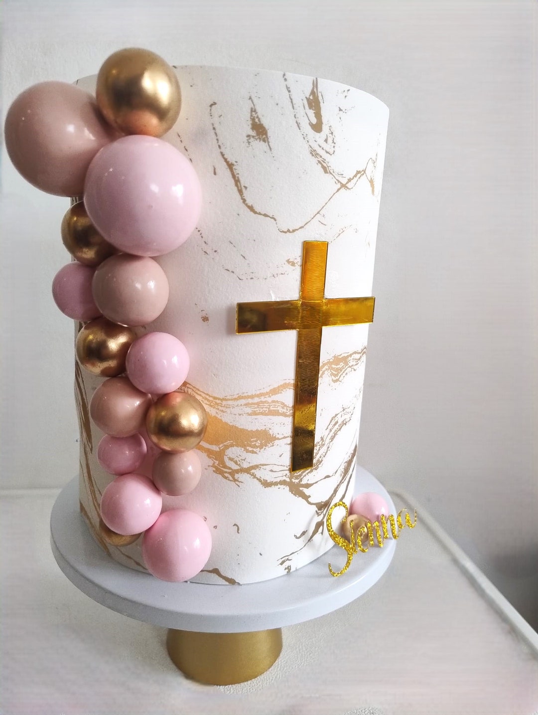 Personalized Christening Cake Topper Cross Charm Baptism Cake ...