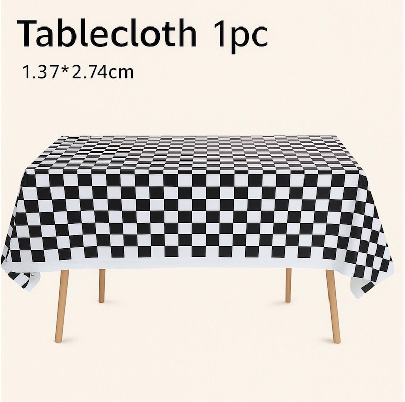 Race Car Birthday Party Supplies Set Kart Racing Checkered Tablecloth ...