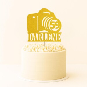 Personalized Glitter Camera Cake Topper: Photography Birthday ...