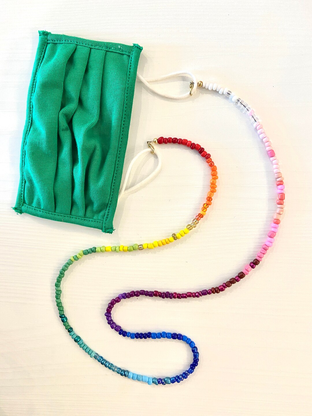 Rainbow Mask Lanyard Chain for Kids and Adults, Multi Color Beaded ...